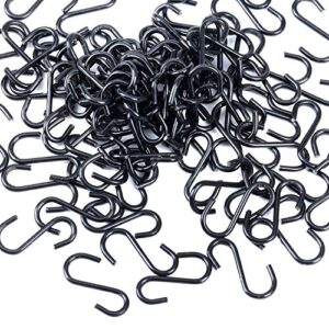 Senkary 100 Pieces 1/2 Inch Mini S Hooks Small S Hooks Stainless Steel S Shaped Hooks for Crafts, Jewelry and Hanging (Black)