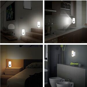 Bonashi 2 Pack LED Night Light Flashlight Motion Sensor Cut Light 3-in-1, Rechargeable Emergency Light, Auto Sensing Energy Saving Wall Mount Light Portable LED Torch White Small Size