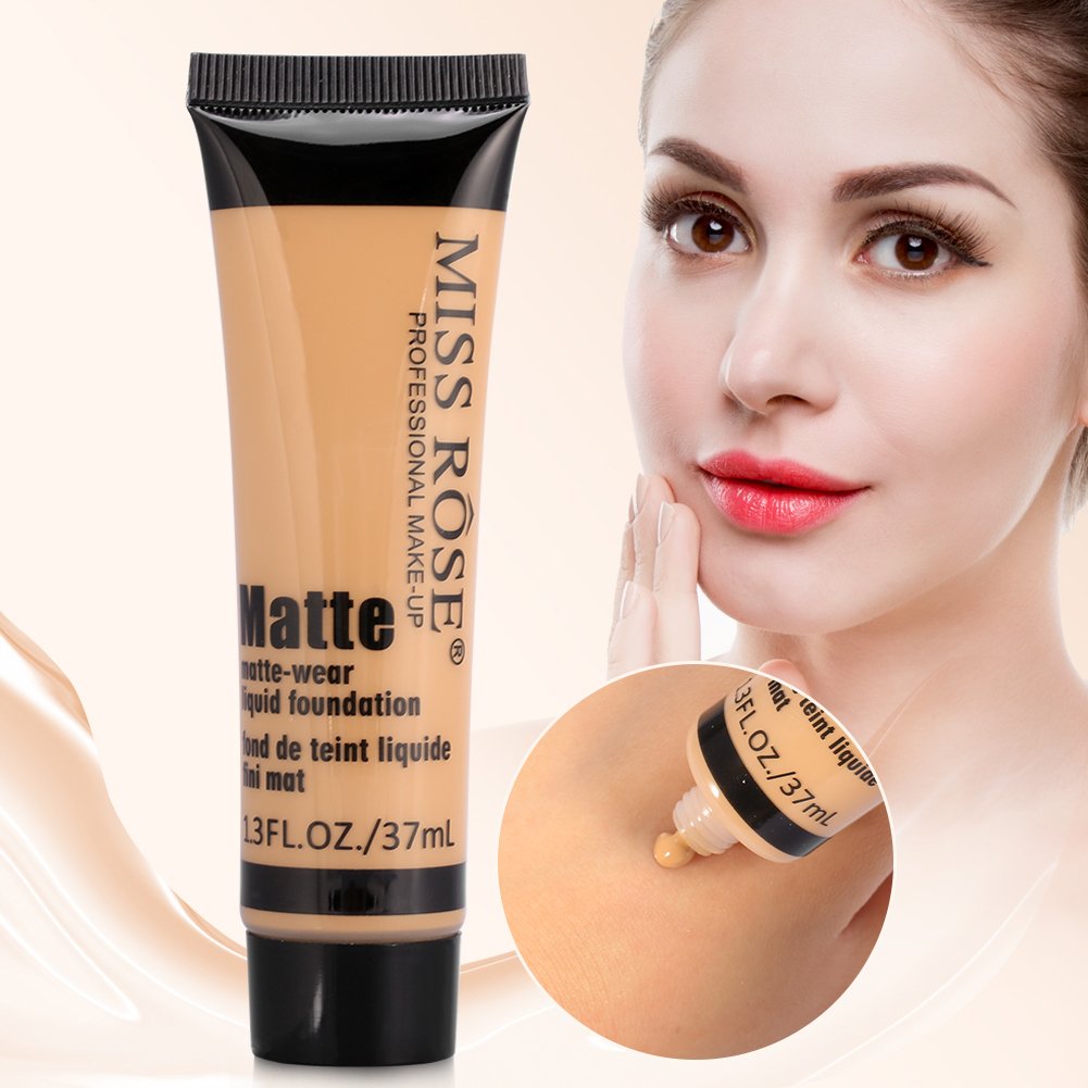 miss rose matte foundation, Smooth Liquid Concealer Cream, Makeup Base Face Liquid Foundation Matte Wear Concealer Sun Block Cream(#6) miss rose matte foundation