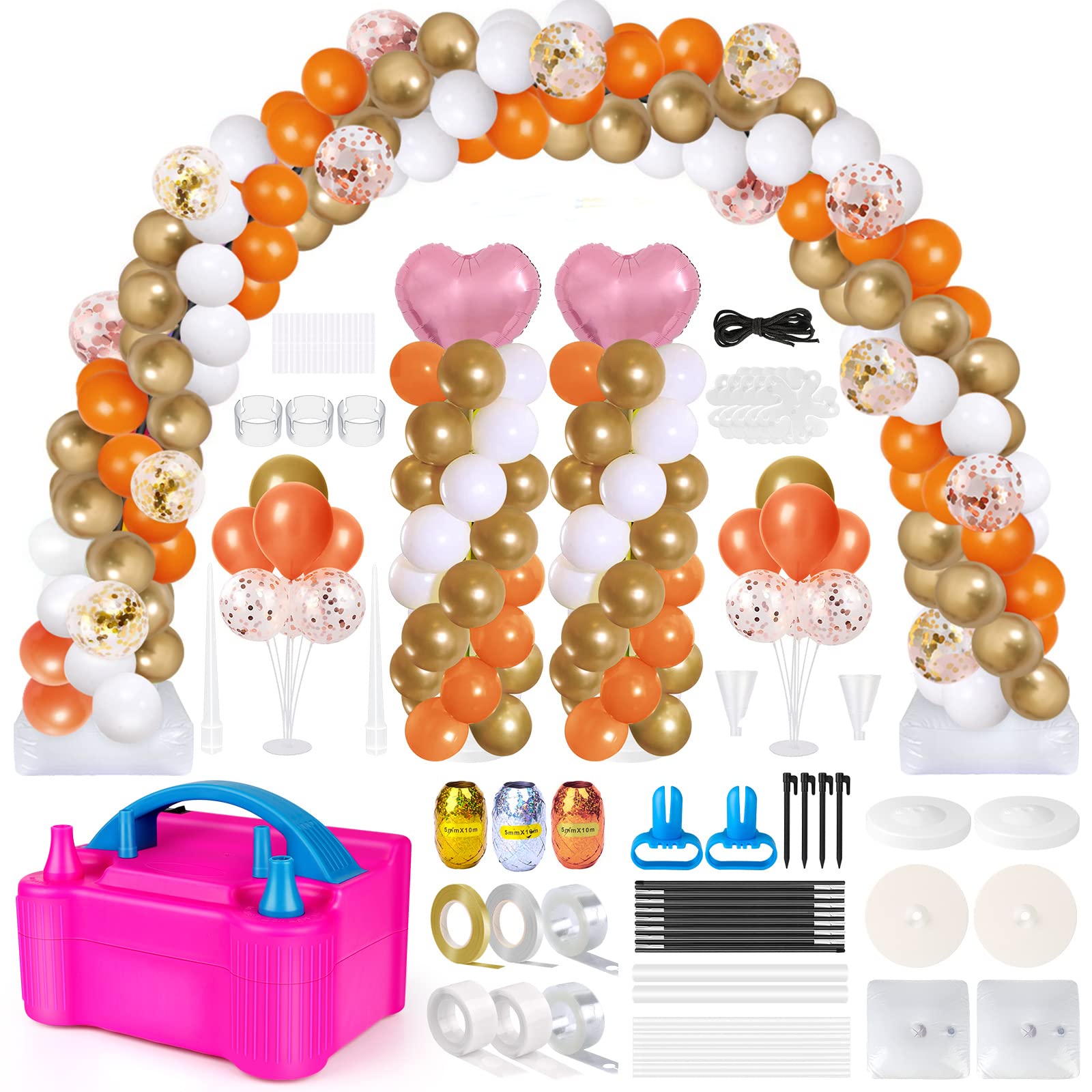 Balloon Arch Kit With Balloon Pump Electric,9Ft Tall & 10Ft Wide Adjustable Balloon Arch Stand with Base,Iron Pipe,Water bag for Wedding Graduation Birthday Party Supplies Supplies Decoration