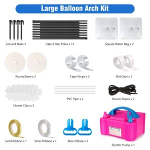 Balloon Arch Kit With Balloon Pump Electric,9Ft Tall & 10Ft Wide Adjustable Balloon Arch Stand with Base,Iron Pipe,Water bag for Wedding Graduation Birthday Party Supplies Supplies Decoration