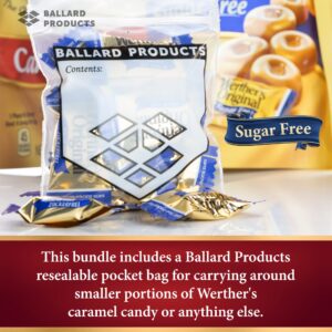 Werthers Sugar Free Hard Candy Variety Pack of 6 - 3 Bags Each Flavor - Original Hard Candy and Caramel Coffee - Individually Wrapped Sugar Free Candy - Bundle with Ballard Products Pocket Bag