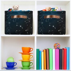 AUUXVA Storage Basket Galaxy Star Space 12 Constellation Storage Cube Box Durable Canvas Collapsible Toy Basket Organizer Bin with Handles for Shelf Closet Bedroom Home Office