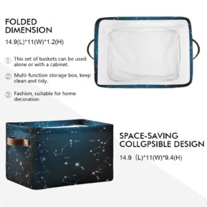 AUUXVA Storage Basket Galaxy Star Space 12 Constellation Storage Cube Box Durable Canvas Collapsible Toy Basket Organizer Bin with Handles for Shelf Closet Bedroom Home Office