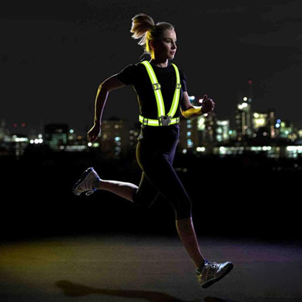 DRESBE Reflective Vest Gear Unisex Warning Vests Adjustable Laser Safety Band for Night Running Cycling Jogging Walking (Fluorescent Green)