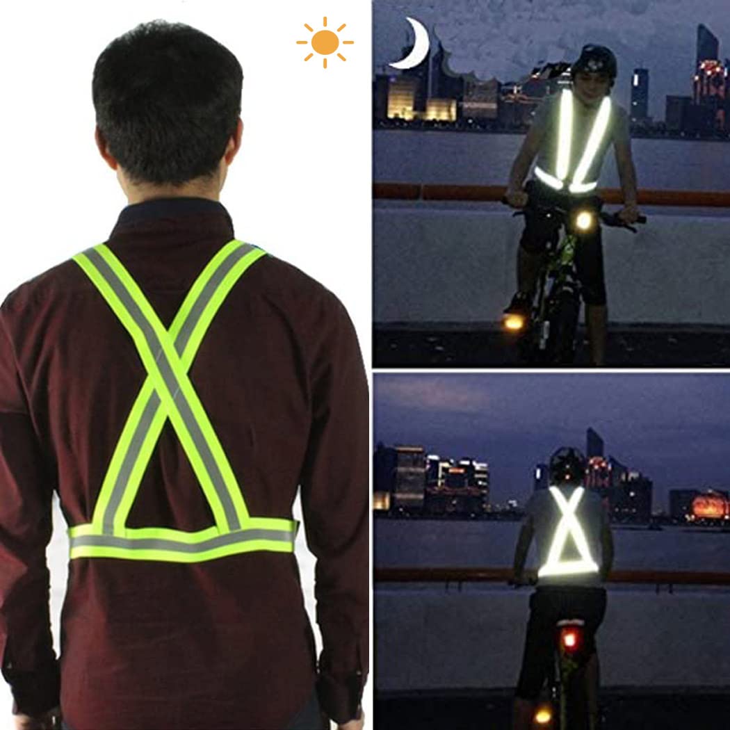 DRESBE Reflective Vest Gear Unisex Warning Vests Adjustable Laser Safety Band for Night Running Cycling Jogging Walking (Fluorescent Green)