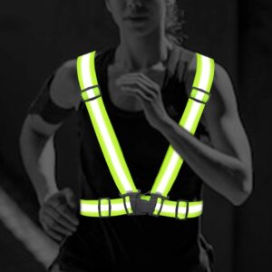 DRESBE Reflective Vest Gear Unisex Warning Vests Adjustable Laser Safety Band for Night Running Cycling Jogging Walking (Fluorescent Green)