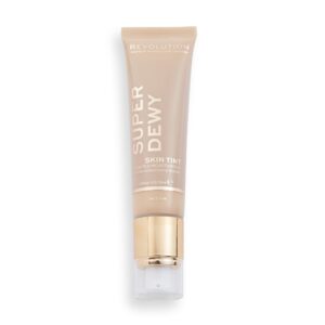 makeup revolution, superdewy tinted moisturiser, light coverage, dewy finish, medium, 1.85 fl. oz.