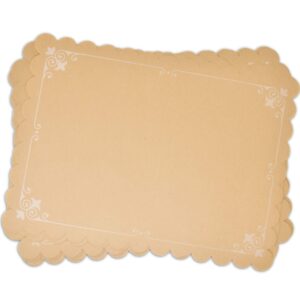 Gift Boutique 120 Disposable Brown Kraft Paper Place Mats 11"x 15" Rectangle Rustic Craft Printed Scalloped Place mat for Table Setting Mat Kitchen Bridal Shower Wedding Anniversary Party Decoration