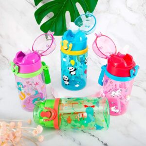 Home Tune 2 Pack Cute Water Bottles with Straw for Kids Girls Boys, BPA FREE Tritan & Leak Proof & Secure Lock & Soft Carry Loop, 14oz / 400ml (Unicorn & Mermaid)