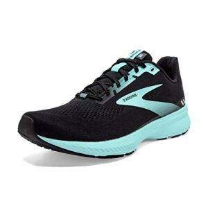 brooks launch 8 women's neutral running shoe - black/ebony/blue tint - 9.5 wide