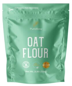 oat flour, 2lbs, gluten free oat flour for baking, oat flour gluten free, oatmeal flour, oat powder, whole oats flour, all natural, non-gmo, batch tested, product of canada, 2 pounds, by puroraw.