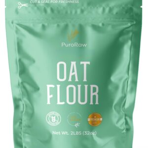 Oat Flour, 2lbs, Gluten Free Oat Flour for Baking, Oat Flour Gluten Free, Oatmeal Flour, Oat Powder, Whole Oats Flour, All Natural, Non-GMO, Batch Tested, Product of Canada, 2 Pounds, By PuroRaw.