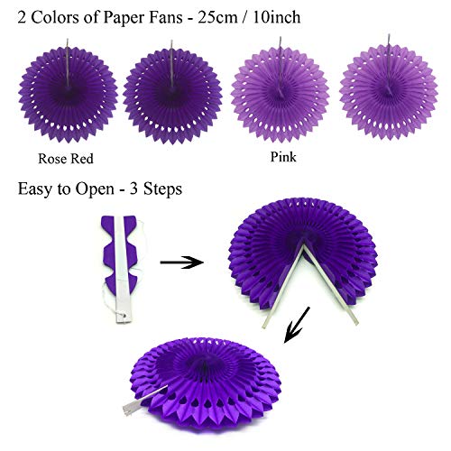 Recosis Birthday Party Decorations, Purple Party Decorations for Boy Girls Men Women Happy Birthday Banner, Curtains Paper Pompoms and Fans Garland Confetti Balloons for Birthday Party Decorations