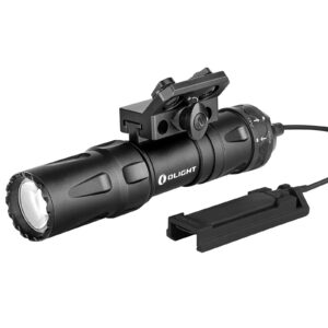 olight odin mini 1250 lumens ultra compact rechargeable mlok mount tactical flashlight, removable slide rail mount and remote switch, 240 meters beam distance, mlok included