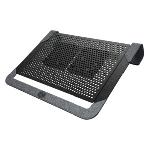 cooler master notepal u2 plus v2, notebook-kühler bis zu 43,2 cm (17 zoll), 2 x 80 mm bewegliche lüfter, schwarzes aluminium