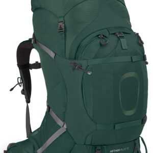 Osprey Aether Plus 70L Men's Backpacking Backpack, Axo Green, S/M