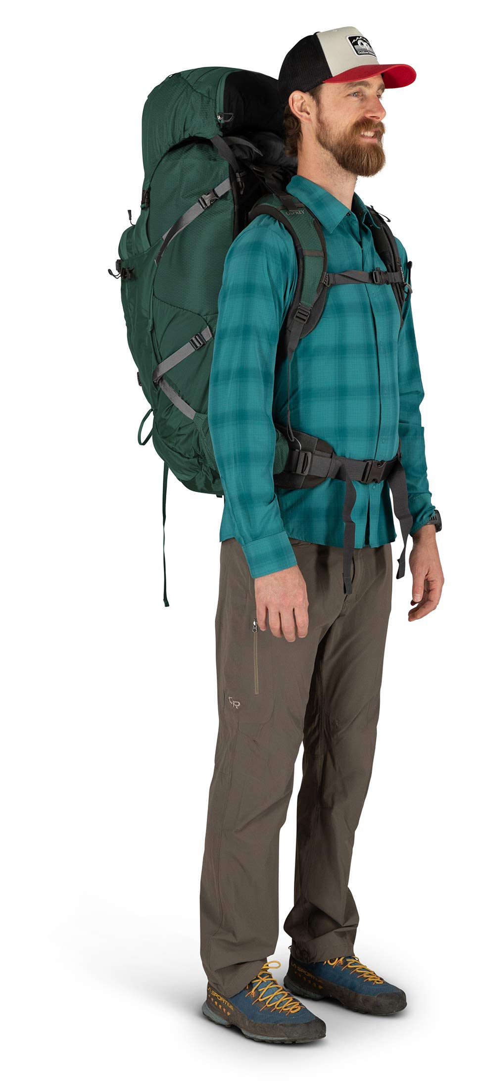 Osprey Aether Plus 70L Men's Backpacking Backpack, Axo Green, S/M