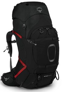 osprey aether plus 70l men's backpacking backpack, black, large/x-large