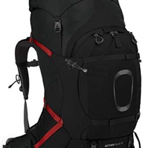 Osprey Aether Plus 70L Men's Backpacking Backpack, Black, Large/X-Large