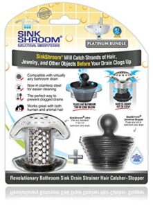 sinkshroom ultra revolutionary bathroom sink drain protector, stainless steel with stopper