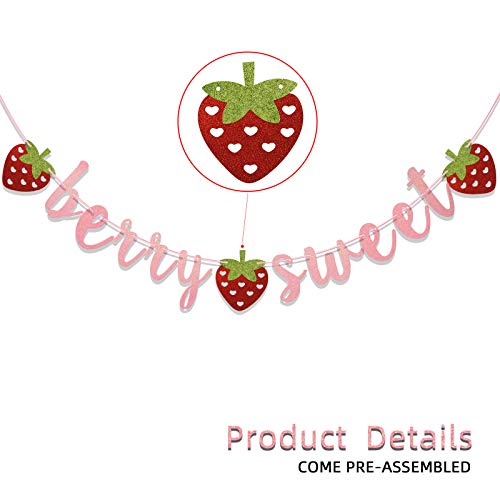 Berry Sweet Banner, Glitter Strawberry Banner, Sweet One, Two Sweet, Twotti Frutti, One in a Melon, Strawberry Baby Shower, Birthday Decor (Multi-Pink)