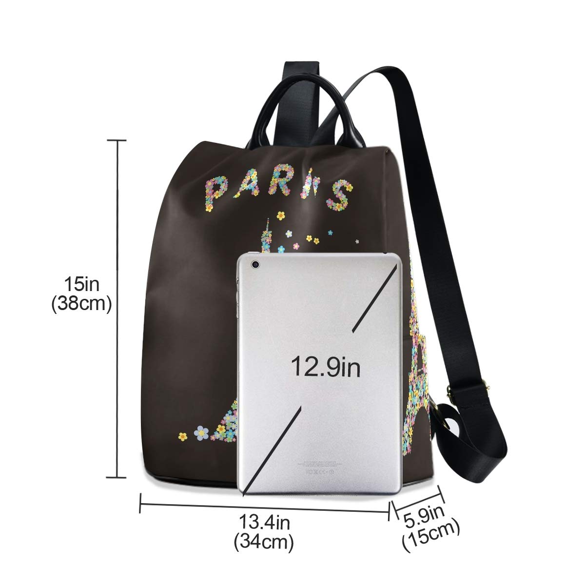 ALAZA Eiffel Tower Flowers Backpack for Daily Shopping Travel