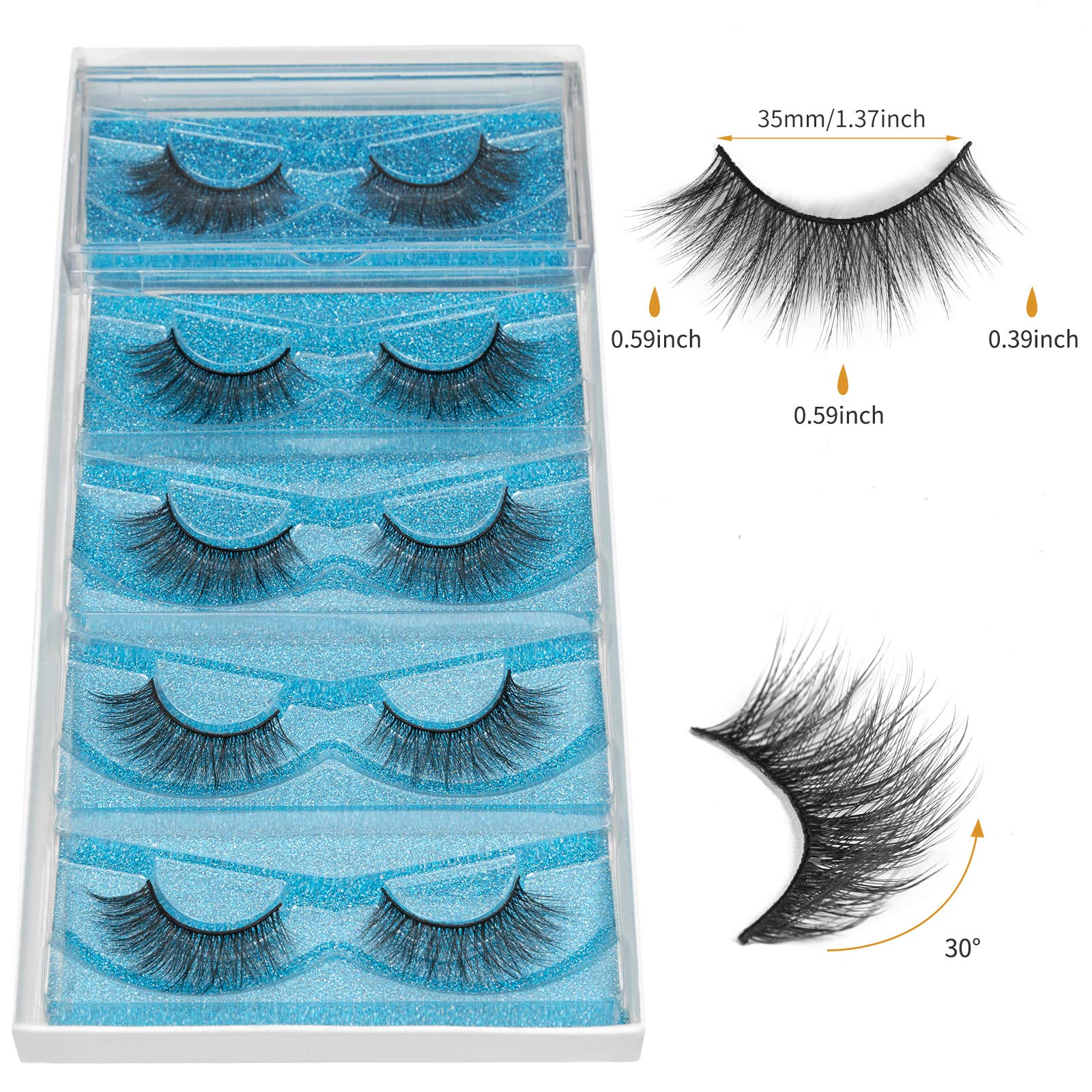 DYSILK Eyelashes Mink Lashes - Wispy Eyelashes 5 Pairs 6D Lashes Kit False Lashes Natural Look Eye Lashes Cat Eye Fake Eyelashes Volume Lashes Strip | 15.2mm