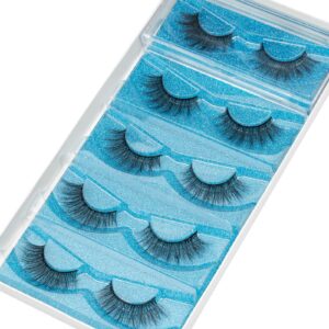 DYSILK Eyelashes Mink Lashes - Wispy Eyelashes 5 Pairs 6D Lashes Kit False Lashes Natural Look Eye Lashes Cat Eye Fake Eyelashes Volume Lashes Strip | 15.2mm