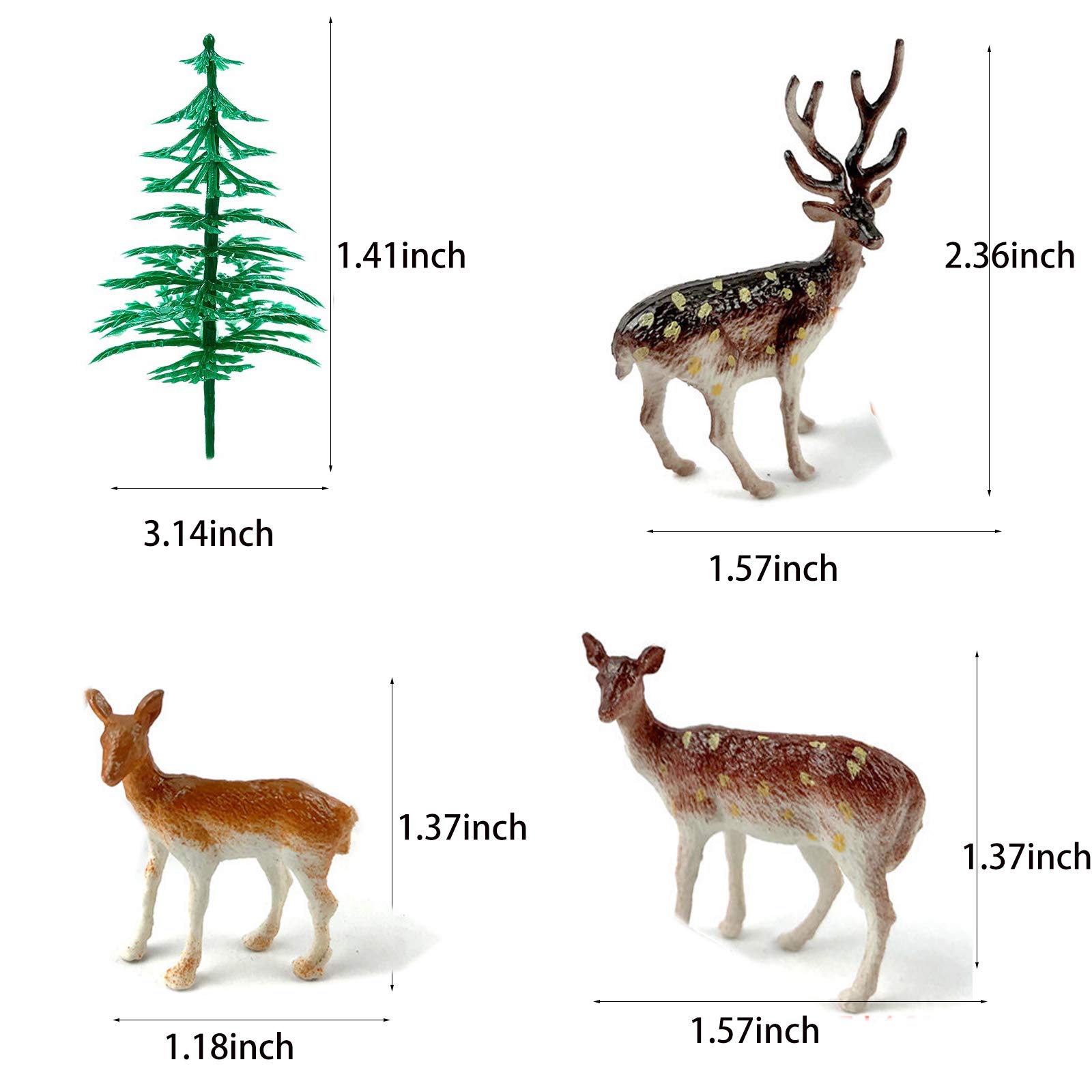 13 Pcs Tree Deer Figurines Forest Woodland Theme Cake Topper Tree Deer Cake Decorations for Christmas Cake Topper Decoration