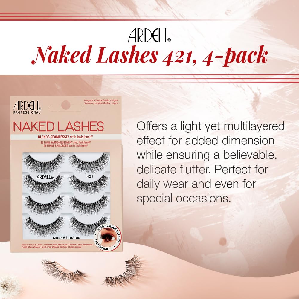 Ardell Strip Lashes Naked Lashes #421, 4 Pairs x 1-Pack