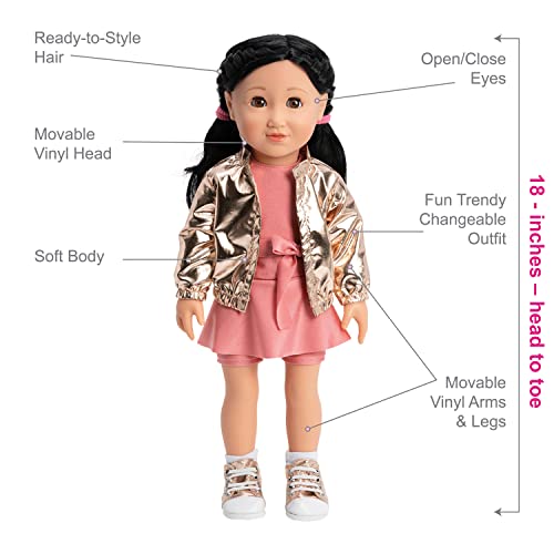 ADORA Amazon Exclusive Amazing Girls Collection, 18” Realistic Doll with Changeable Outfit and Movable Soft Body, Birthday Gift for Kids and Toddlers Ages 6+ - Athletic Lily