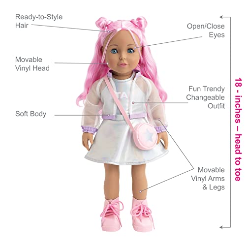 ADORA Amazon Exclusive Amazing Girls Collection, 18” Realistic Doll with Changeable Outfit and Movable Soft Body, Birthday Gift for Kids and Toddlers Ages 6+ - Amazing Girl Star