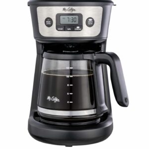 Mr. Coffee 12-Cup Programmable Coffeemaker, Strong Brew Selector, Stainless Steel.