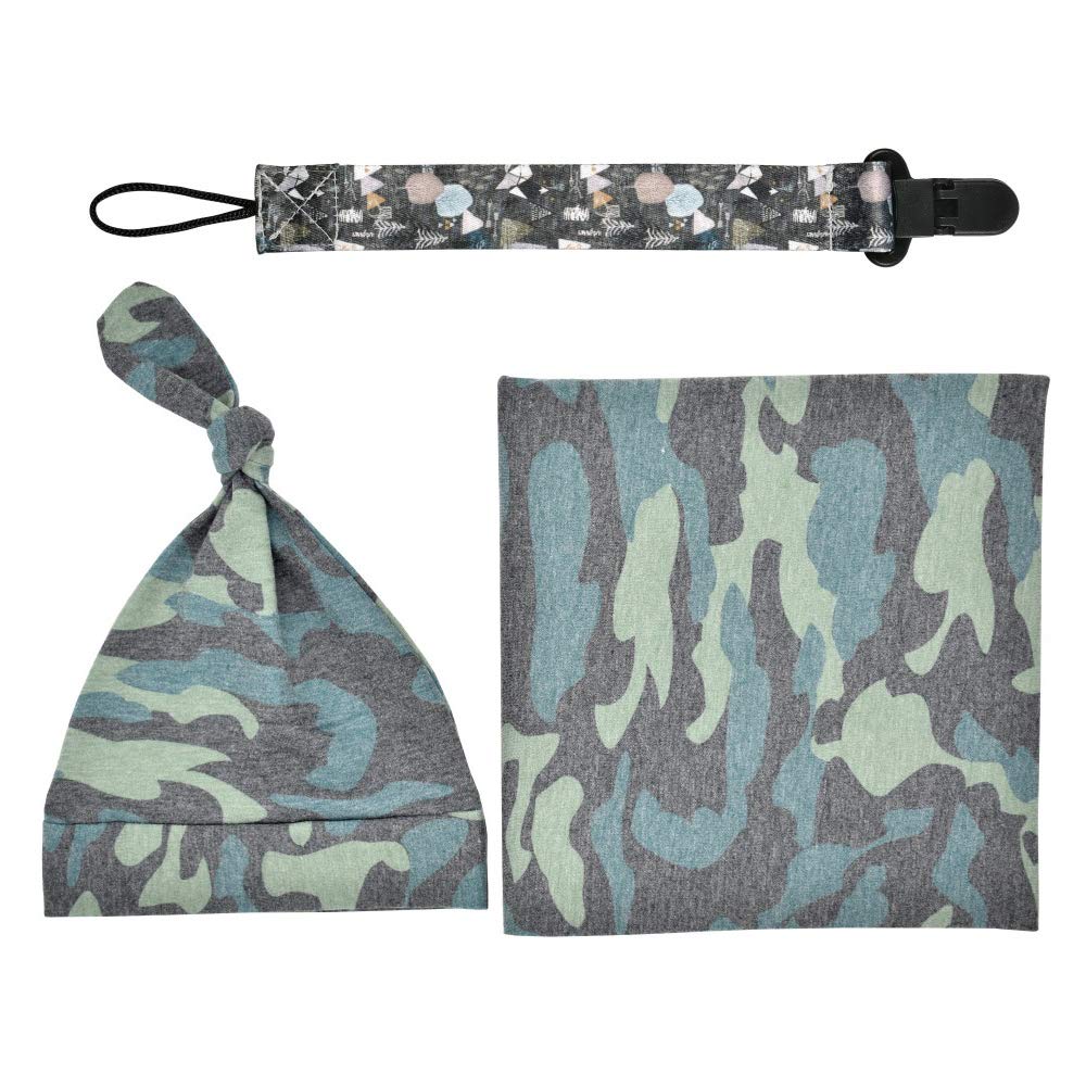 Boy Swaddle Blanket, Receiving Blankets Boy, Camouflage Swaddling Blanket, Accessory Clip, Baby Boy Swaddle Registry, Newborn Wrap Soft Snug Strethey Breathable, Hospital Coming Home Outfit