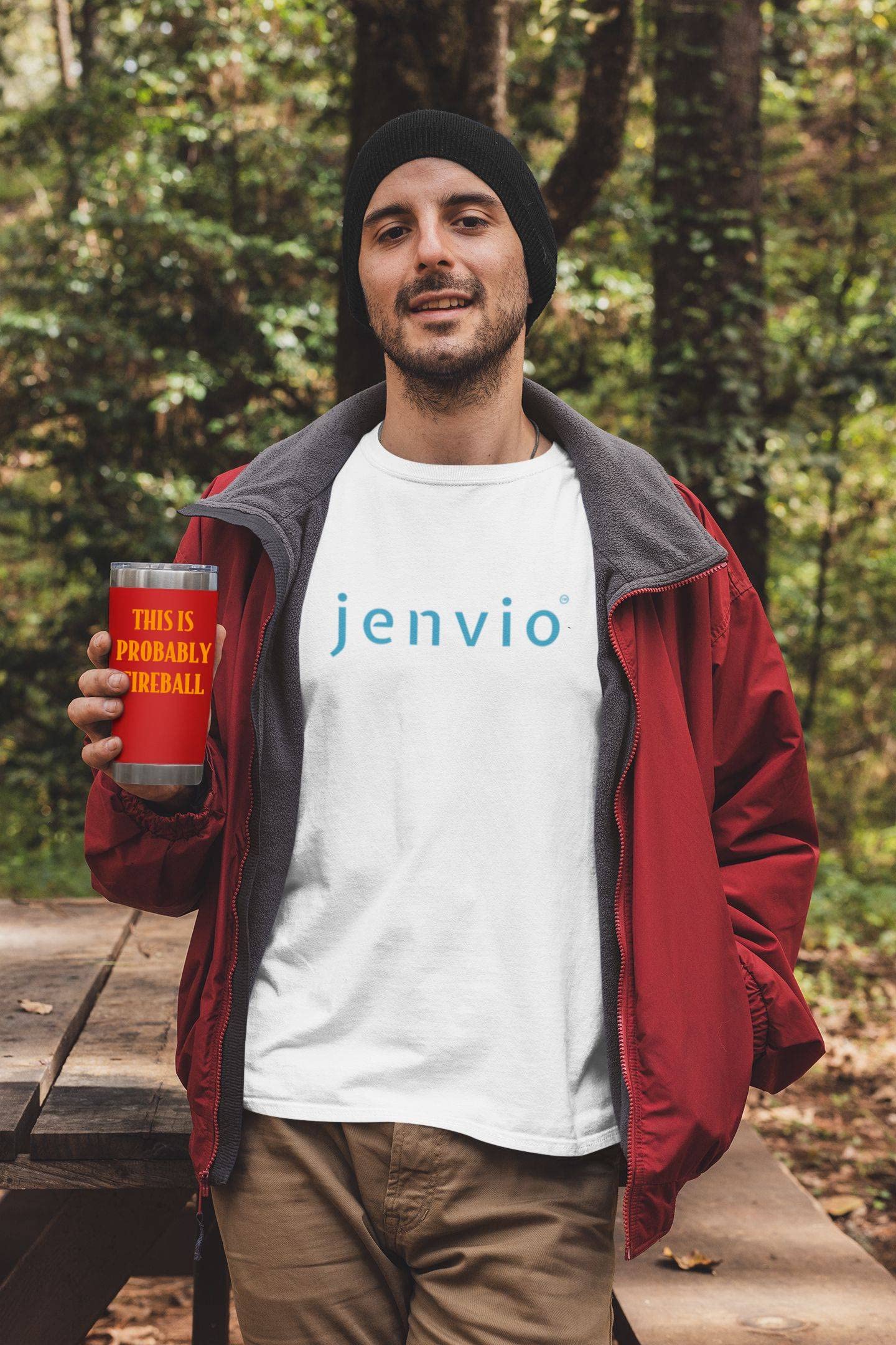 JENVIO Fireball Whiskey Gifts | This is Probably Fireball | Cinnamon Red Coffee/Liquor Stainless Steel Tumbler Mug with Lid 2 Straws and Gift Box for Mothers Day Men or Women Christmas Gift