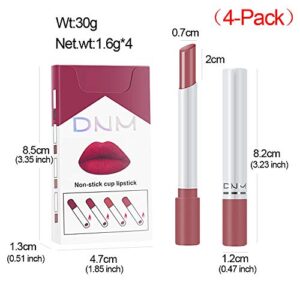 evpct 4Pcs Dark Red Mauve Chestnut Mini Matte Lipstick Lip Gloss Stain Sets for Women Permanent Long Lasting Stay on Lipstick 24 hour Waterproof lippies labiales matte labial mate larga duracion 24