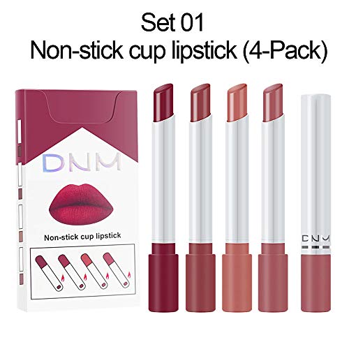 evpct 4Pcs Dark Red Mauve Chestnut Mini Matte Lipstick Lip Gloss Stain Sets for Women Permanent Long Lasting Stay on Lipstick 24 hour Waterproof lippies labiales matte labial mate larga duracion 24