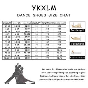 YKXLM Closed Toe Ballroom Dance Shoes Women Low Heel Modern Character Shoes,DY302-S,Leopard+Gold-5.5,US 7.5