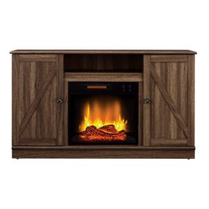 hearthpro alexander electric fireplace tv stand & 18" firebox - weathered brown, sp6547-of