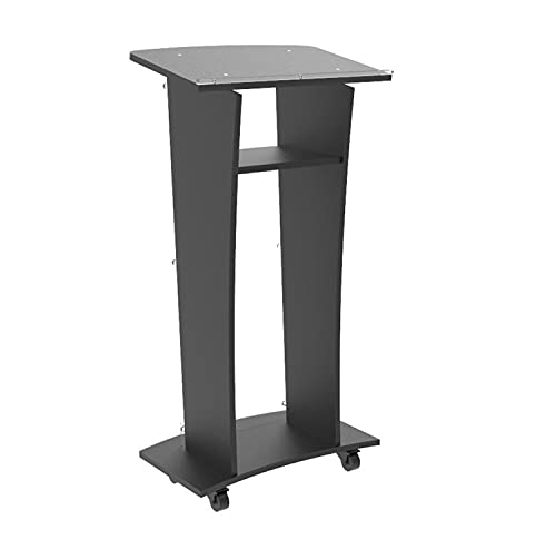 Acrylic Church Podium Pulpit Debate Conference Lectern Plexiglass Lucite Black Wood Shelf Cup Holder on Wheels with Prayer Hand and Cross Plaque 1803-5-BLACK+12152-NPF