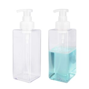 uujoly foaming soap dispenser 650ml (22oz) refillable plastic pump bottle for liquid soap, shampoo, body wash (2 pcs) (clear)