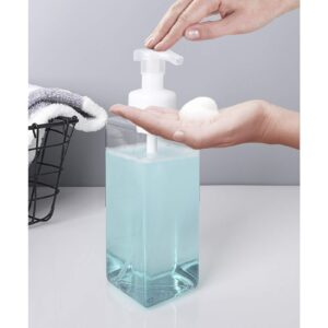 UUJOLY Foaming Soap Dispenser 650ml (22oz) Refillable Plastic Pump Bottle for Liquid Soap, Shampoo, Body Wash (2 Pcs) (Clear)