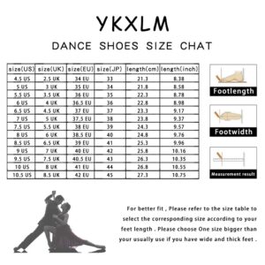 YKXLM Latin Ballroom Dance Shoes Closed Toe Dance Pumps Character Party Prom Dancing Pump,DY116-S,Silver-5.5,US 8