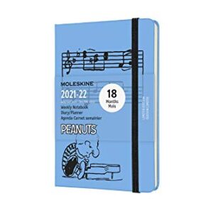 Moleskine Limited Edition Peanuts 18 Month 2021-2022 Weekly Planner, Hard Cover, Pocket (3.5" x 5.5"), Blue