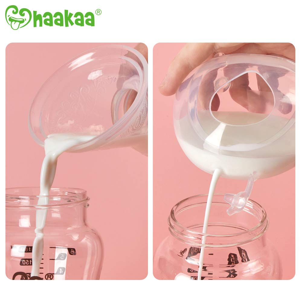 Haakaa 4oz/100ml Manual Breast Pump with Leakproof Silicone Lid and 2 * 2.5oz/75ml Wearable Ladybug Breast Milk Collector Combo New Breastfeeding Gift