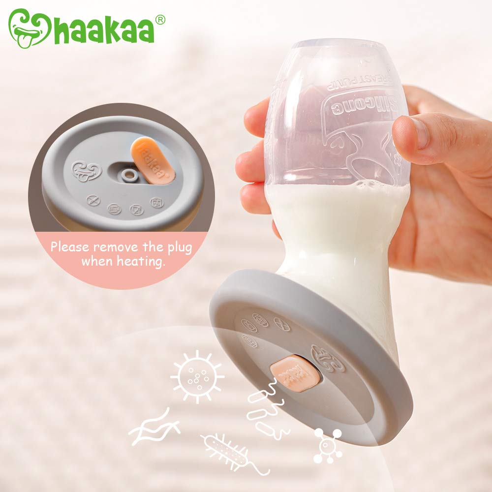 Haakaa 4oz/100ml Manual Breast Pump with Leakproof Silicone Lid and 2 * 2.5oz/75ml Wearable Ladybug Breast Milk Collector Combo New Breastfeeding Gift