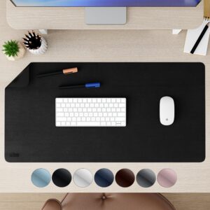 gorilla grip desk mat, non slip and heat resistant mouse pad, soft pu leather pads, dual sided blotter, desktop protector covers for home office keyboard laptop computer and writing, 31.5x15.7, black