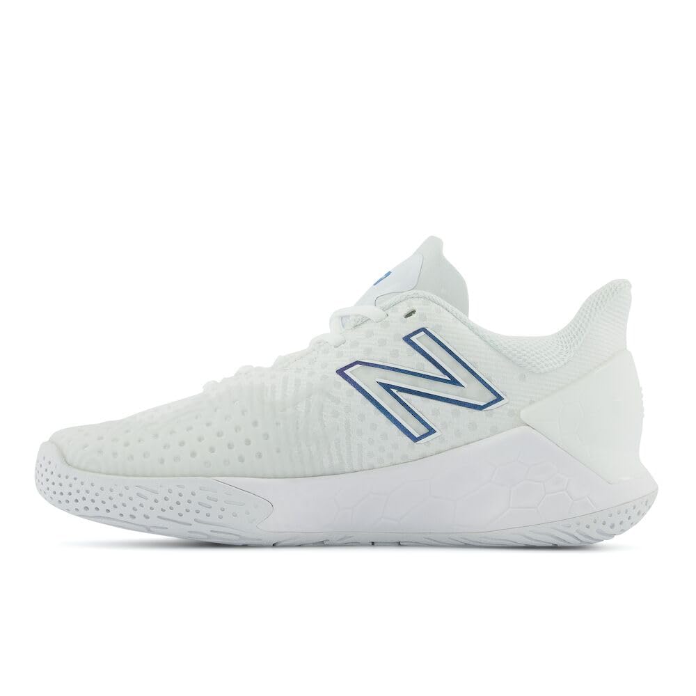 New Balance Women's Fresh Foam X Lav V2 Hard Court Tennis Shoe, White/Laser Blue, 8.5