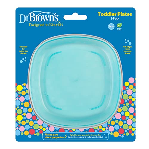 Dr. Brown's Stackable Plate Set for Toddlers and Babies, BPA Free - 3-Pack, 4m+